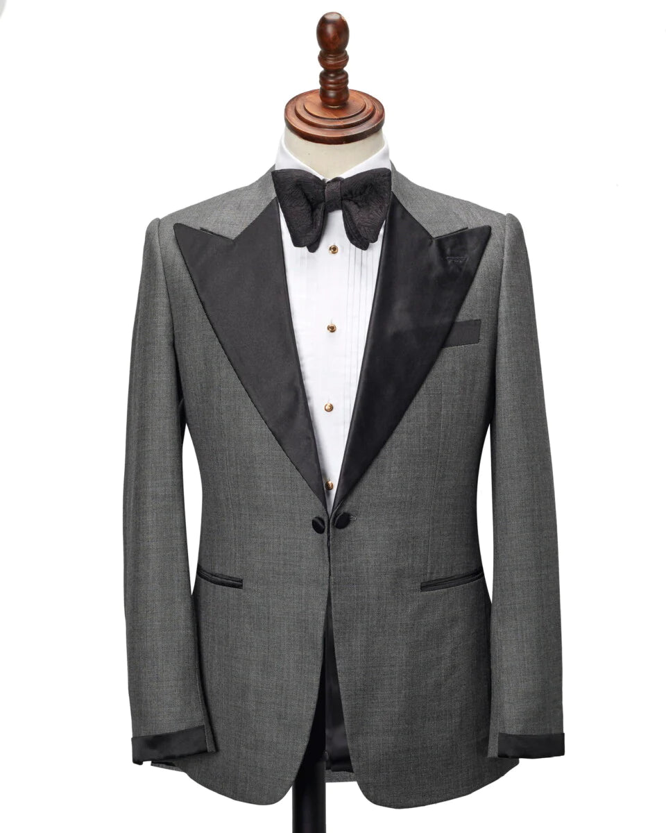 Grey Tuxedo with Peak Lapels – Bespoke By Omar Najam